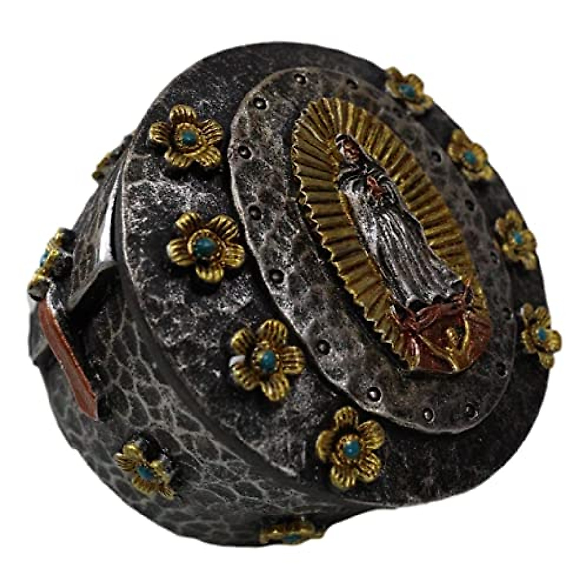 Ebros Gift Our Holy Lady Of Guadalupe Decorative Round Jewelry Rosary Box 3.25" Long Catholic Religious Inspirational Blessed Virgin Mary Mother Of Jesus Keepsake Trinket Keys Organizer Box Figurine