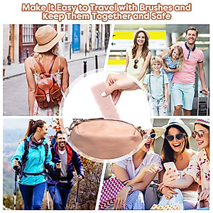 3Pack Travel Silicone Makeup Brush Case Bag Soft Cute Portable Cosmetic Brushes Holders,Waterproof Makeup Brushes Organizer for Traveling with Magnetic Closure-Black,Pink,Khaki