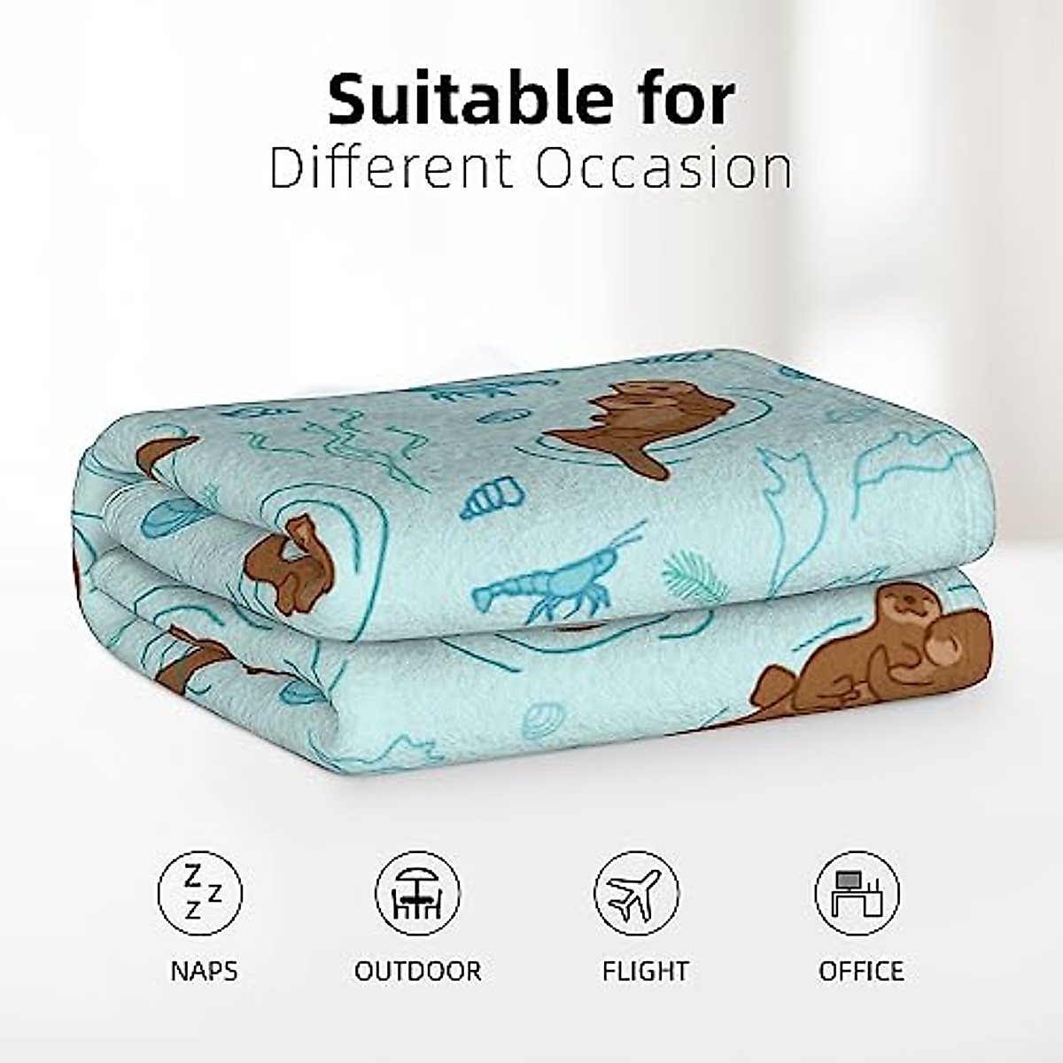 LAKIMCT Otter Swimming Blanket for Couch Bed Throw Blanket, Aesthetic Decorative Blanket for Travel Camping Comfy Blanket, Full Size Blanket, 30x50 inch
