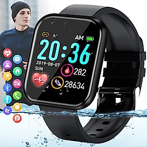 Amokeoo Smart Watch,Fitness Watch Activity Tracker with Heart Rate Blood Pressure Monitor IP67 Waterproof Bluetooth Android Smartwatch Touch Screen Sports for iOS Phones Men Women Black, GG45
