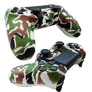 Hikfly Silicone Gel Controller Cover Skin Protector Compatible for Sony PlayStation 4 PS4/PS4 Slim/PS4 Pro Controller (2X Controller Cover with 8 x FPS Pro Thumb Grip Caps)(Brown,White)