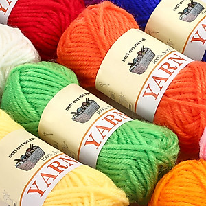 Yinsun 12 Skeins Acrylic Yarn Mini Craft Yarn 100% Acrylic Yarn for Crocheting, Starter Crochet Bulk Yarn for Child, Adult Knitting Crochet & Crafts (12 x 15g)