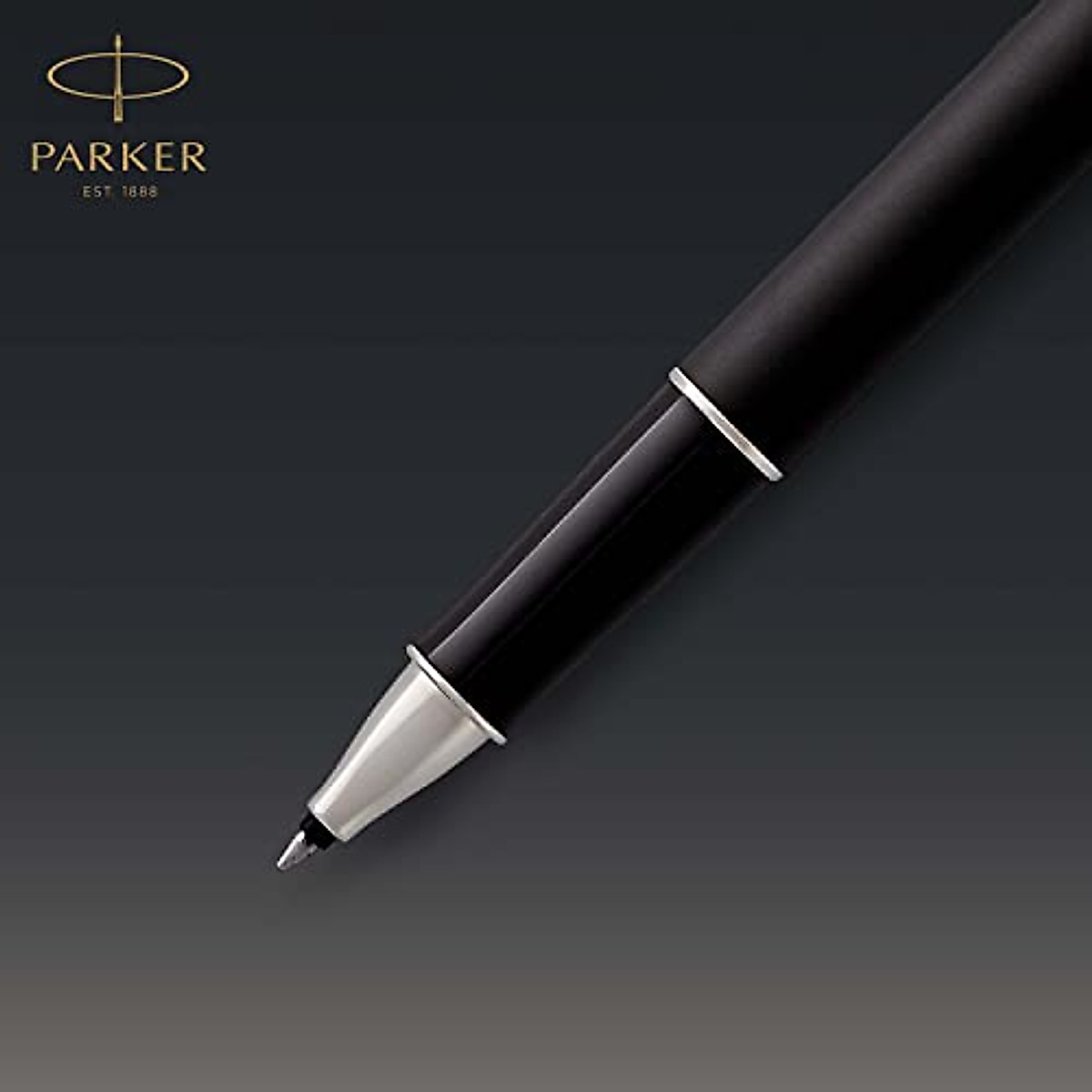 PARKER Sonnet Rollerball Pen, Matte Black Lacquer with Palladium Trim, Fine Point Black Ink (1931523), Matte Black and Chrome