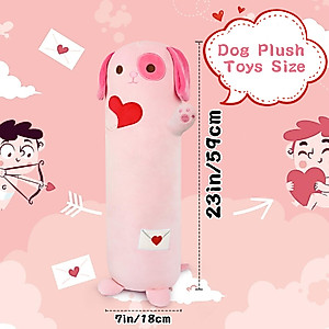 JIAJEGTGT Long Dog Plush Body Pillow, 24in Soft Dog Stuffed Animal Dog Plushies, Cute Dog Plush Pillow Stuffed Dog Doll Toys for Girlfriends Boyfriends
