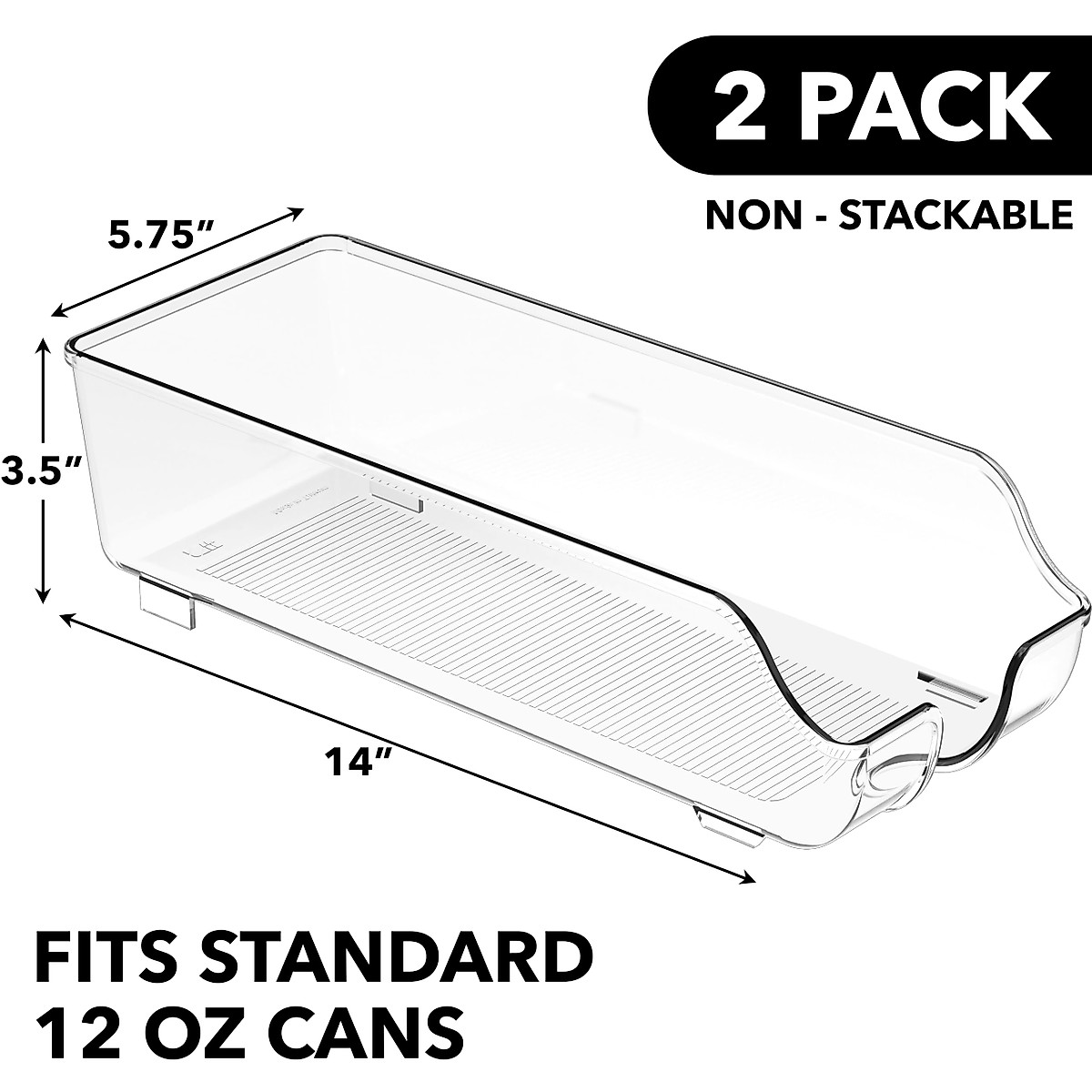 SimpleHouseware Soda Can Organizer for Pantry/Refrigerator, Clear, Set of 2