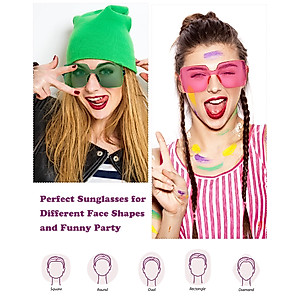 Chumia 51 Pairs Colored Fun Sunglasses Bulk Candy Party Sunglasses Rimless Transparent Square Tinted Sunglasses Rectangle Colorful Bulk Sunglasses Frameless Colored Glasses for Women Men Cosplay