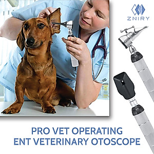 Zniry Veterinary LED ENT Otoscope Diagnostic Set, with 12 Various Diagnostic Instruments