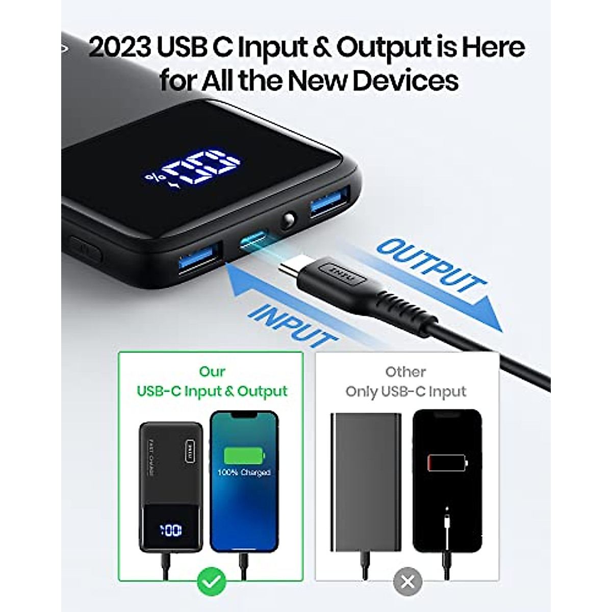 INIU Portable Charger, 22.5W 10500mAh USB C in/Out Power Bank, Fast Charging PD3.0 QC4+ Battery Pack, Slim Portable Phone Charger for iPhone 14 13 12 11 X Pro Samsung S22 S21 Google LG AirPods iPad