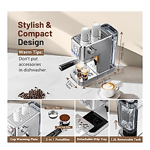 KEENSTAR Espresso Machine, 20 Bar Cold Brew Espresso Maker with Milk Frother Steam Wand, Latte Machine for Cappuccino, Latte, Gifts for Mother or Father