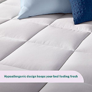 Sleep Innovations Cradling Cloud Mattress Pad Topper Cover, King Size, Quilted Pillow Top Protector, Plush Comfort Fiber