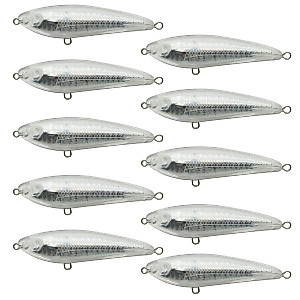 10PCS Unpainted Lure Blanks 10.48g 8.5cm with 6mm Free Fishing Eye Crankbait Simulation Blank Body Clear Hard Baits Trout Salmon Swimming Sea Bait Topwater Freshwater Plastic Minnow Lure 8300 6mm