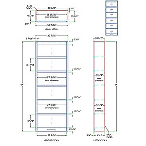 Concepts In Wood Midas Six Shelf Bookcase 84" H Cherry Finish