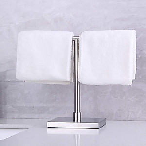 kimzcn Modern Hand Towel Stand for Bathroom, Kitchen or Vanity, Free Standing Countertop Rack with Balanced Base, Perfect Hand Towel Holder Brushed Finish