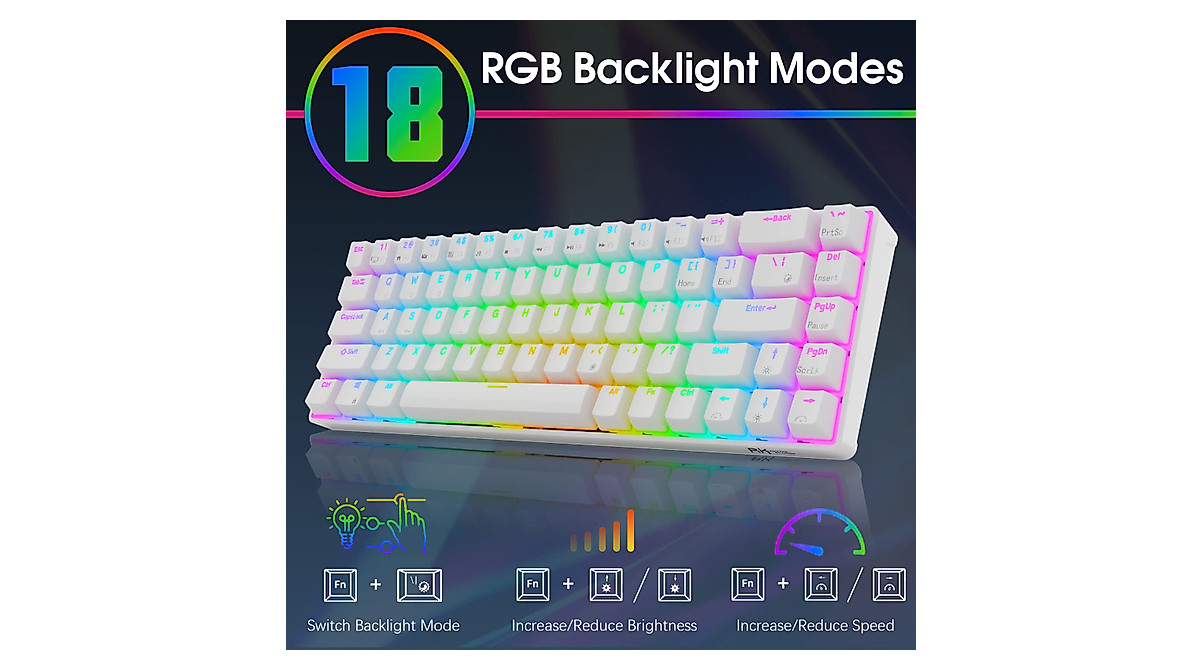 RK68 Wired 65% Mechanical Keyboard - RGB & Hot Swappable