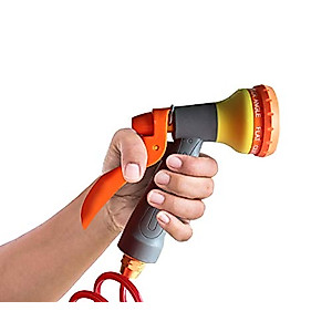 TABOR TOOLS Coil Garden Hose, 25 Feet Retractable Recoil Watering Hose with 8-Pattern Spray Nozzle, Corrosion Resistant 3/4 Inch Solid Brass Connectors, Lightweight and Durable. WK25A. (25 Feet)