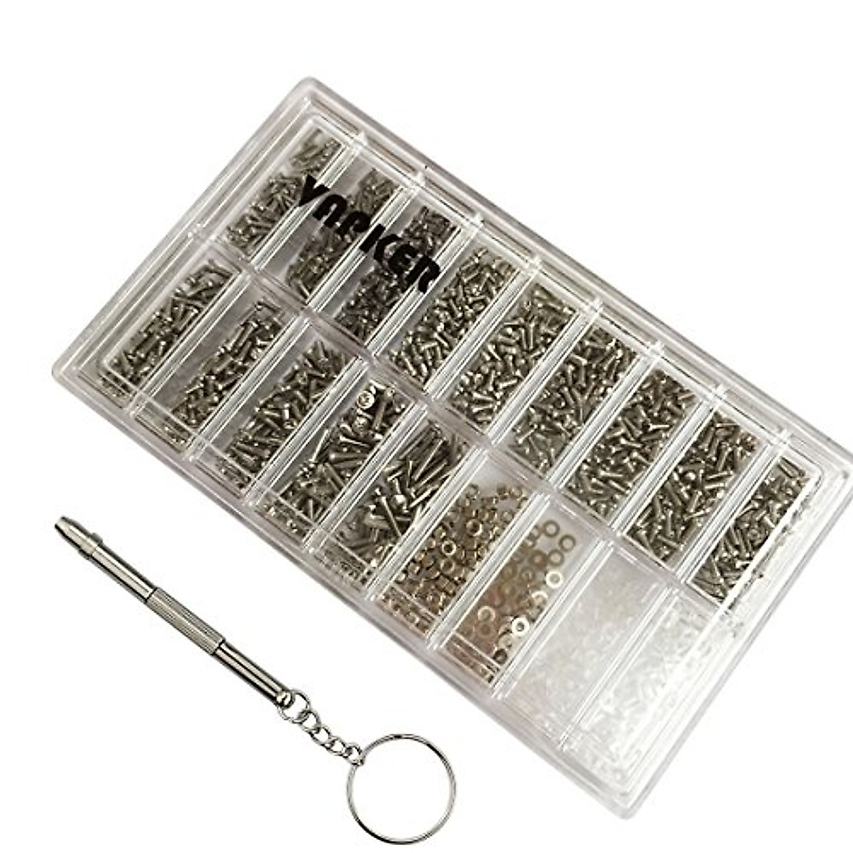 VAPKER 1000pcs Micro Eyeglass Sunglass Repair Screws, Nuts Assortment Stainless Steel Screws for Spectacles Watch with (Screwdriver)