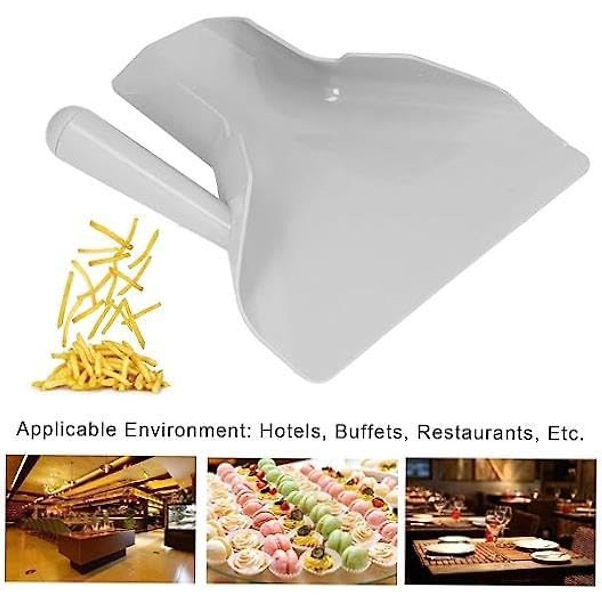 Multipurpose Scooper: Gray French Fry Scoop Chip Popcorn Bagger & Ice Candy Desserts Scoop – Commercial Fry Bagger with Right Handle for Snacks and More