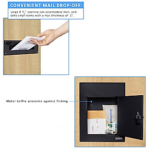 Durabox D700 Through the Wall Drop Box, Tubular Key Locking Secure Mailbox with Adjustable Chute Deposit, Pre-Drilled Mounting Holes - Safe Steel Mail Box (Black)