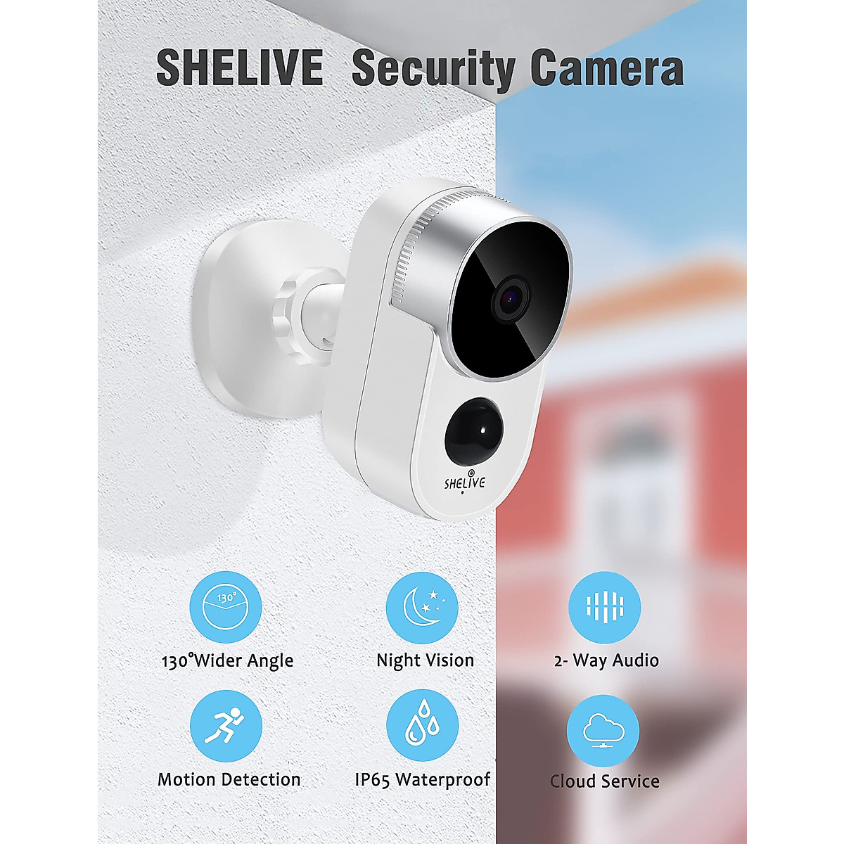 SHELIVE Security Camera Outdoor, Wireless Home Surveillance Camera System with Rechargeable Battery,1080P HD,Waterproof,Night Vision,Motion Detection,2-Way Audio,SD Storage