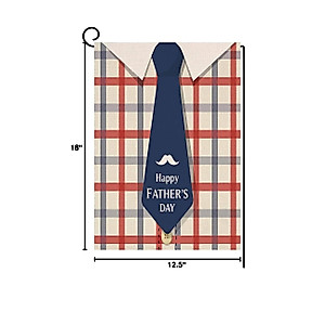 Father's Day Plaid Shirt Small Garden Flag Vertical Double Sided 12.5 x 18 Inch Work Hard Dad Burlap Yard Outdoor Decor