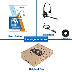 VoiceJoy Monaural Headset with Noise Cancelling Microphone with QD (Quick Disconnect),Compatible and Plantronics QD Quick Disconnect Connector