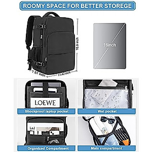 Beraliy Large Travel Backpack, Personal Item Bag for Airlines, Carry On Luggage, Hiking Backpack,Laptop Backpack, Lightweight College Work Gym Weekender Bag Men Women, Black