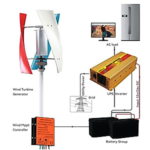 2000W Vertical Axis Generator Wind Turbine,24V 48V Maglev High Voltage 220V with Hybrid Charge Controller for Home Use,48v