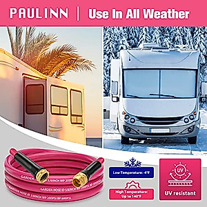 PAULINN RV Camper Garden Water Hose 5/8 in 10 FT | Drinking Fresh Water Hose for Garden RV Camper Boats Water Hose | Food Grade, Phthalate, BPA Free | No Kink and Flexible Garden Water Hose