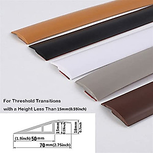 3.2FT Floor Transition Strip Self Adhesive PVC Carpet & Floor Edging Trim Strip PVC Threshold Transitions Suitable for Threshold Height Less Than 0.59inches (Color : Grey)