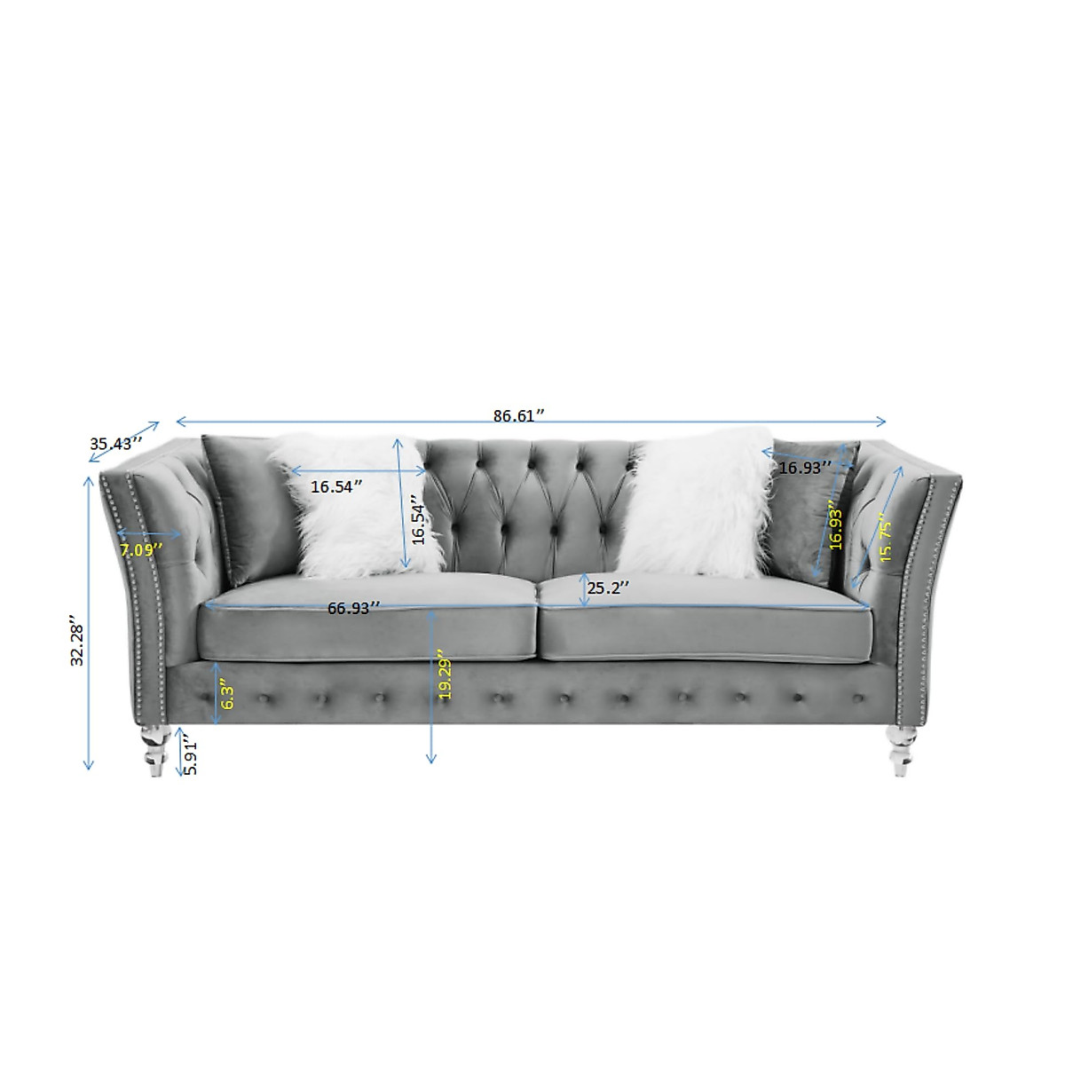 BeiXuan Modern Wood Frame Convertible Loveseat Sofa Bed,2-Seat Couch Leisure Chair with Upholstery Pillows,for Living Room/Reading/Bedroom/Apartment/Small Space,Black Velvet