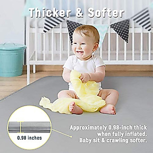 Minnebaby 8 Panel Playpen Mattress Compatible with Regalo Extra Large Play Yard, Self Inflating Octagon Playard Mat, Comfortable and Portable Pad with Carry Bag - Grey