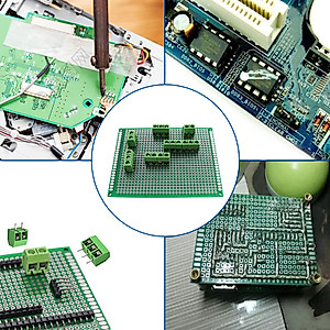 Tnisesm 72Pcs 5 Vaules Double Sided PCB Board Prototype Kits,40Pcs 2 Pin & 3 Pin 5mm/0.2inch Pitch PCB Mount Screw Terminal Block Connector
