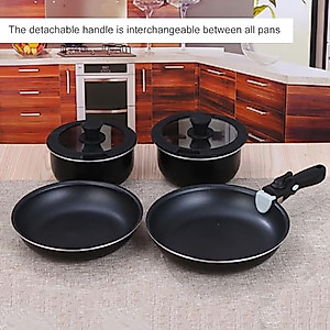 4Pcs Kitchen Cookware Set, Nonstick Pots and Pans Set with Detachable Handle, Aluminum Alloy Cookware Sets for All Hobs, Stackable Design, Dishwasher/Oven Safe