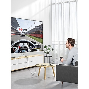 YEHUA Lightning to HDMI Adapter with 4FT Cable, 4K Digital AV HDMI Adapter for iPhone/iPad to TV/Projector, Video Audio Sync Screen Converter with Charging Port, Support All iOS Projector