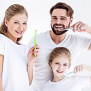 WLLHYF Single Tuft Toothbrush 2 Pieces Interspace Tuft Brush Soft Teeth Brushes Manual Toothbrushes End-tuft Toothbrush for Gap Orthodontic Braces Sensitive Gums Deep Cleaning (Green, Blue)