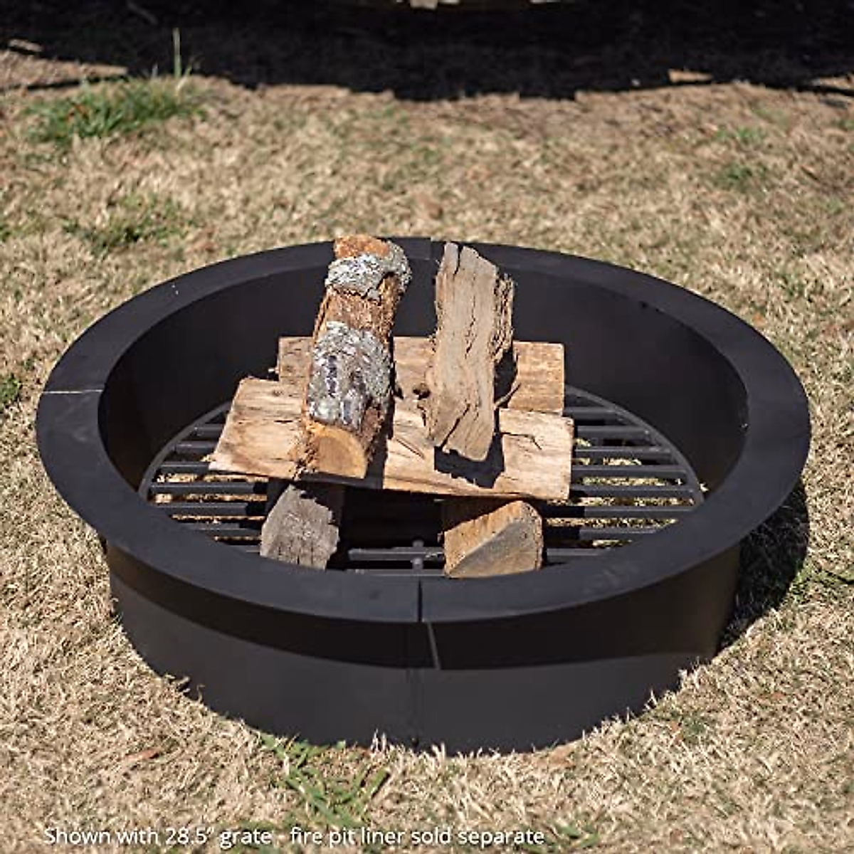TITAN GREAT OUTDOORS Round 30.5in Fire Pit Grate, Heavy Duty 1/2in Steel Elevated Log Wood Pit Grate, Burning Fireplace and Firepits