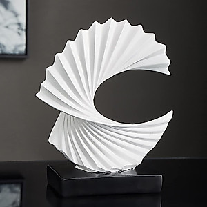 Resin Crafts Art Ornament Abstract Figurines Sculpture Desk Table Statue for Home Bedroom Living Room Garden Office - White