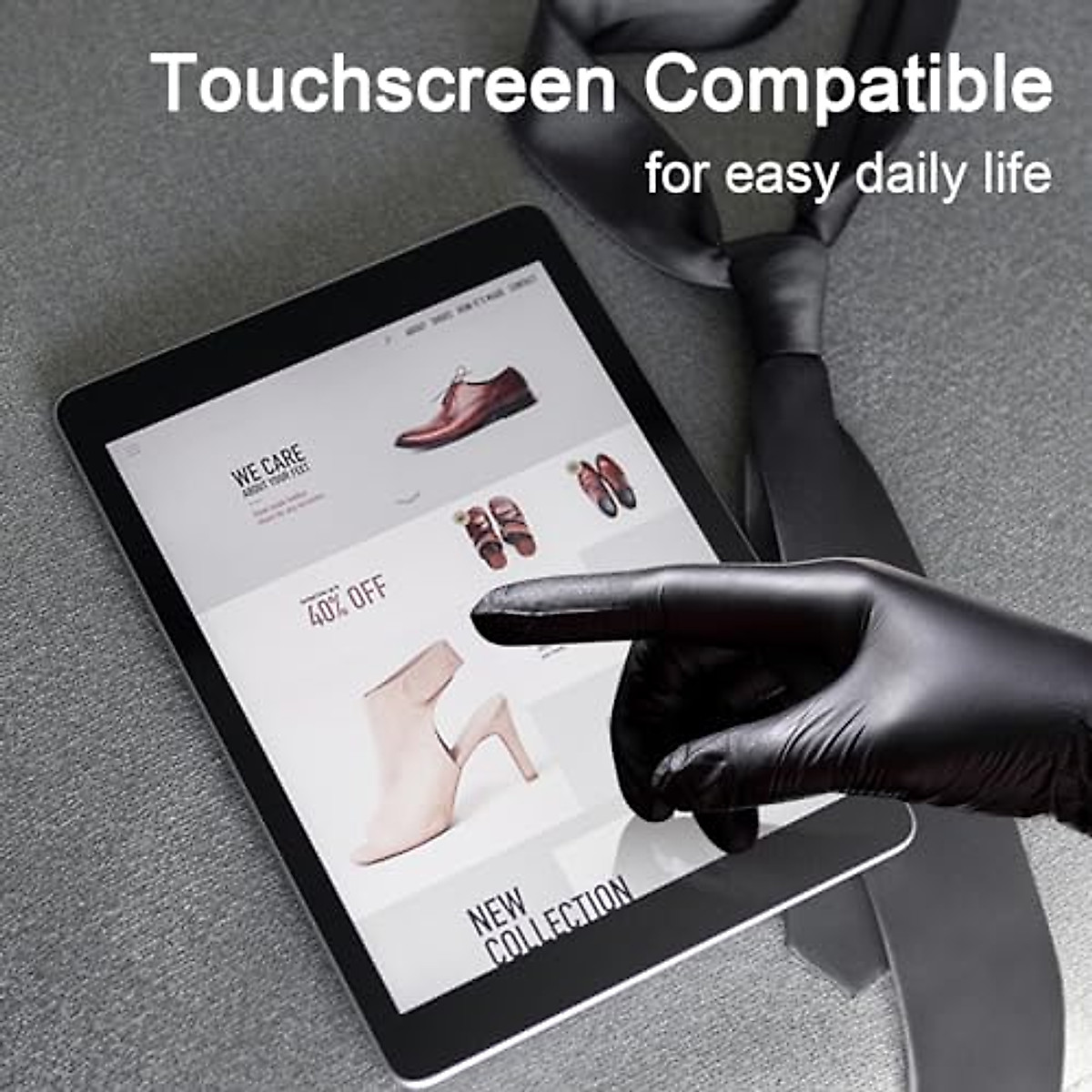 Hyunshuo Nitrile Gloves Black Puncture Resistance Disposable Gloves, 5 Mil Latex Free Powder Free Food Prep Work Gloves, High Durability for Cooking, Cleaning, Gardening (Box / 100)