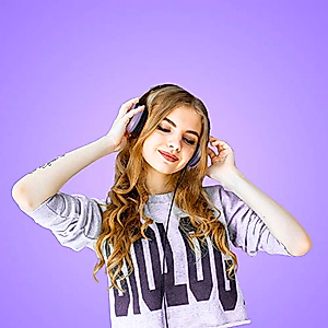 LORELEI X6 Over-Ear Headphones with Microphone, Lightweight Foldable & Portable Stereo Bass Headphones with 1.45M No-Tangle,Wired Headphones for Smartphone Tablet MP3 / 4 (Purple-Black)