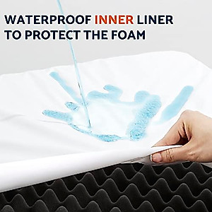 Puppy Bed for Small and Medium Dogs & Cats, Waterproof Lining for Indoor, Outdoor, and in-Car Use, Removable Washable Cover with Zipper (28" x 23" x 7", Up to 50LBs)