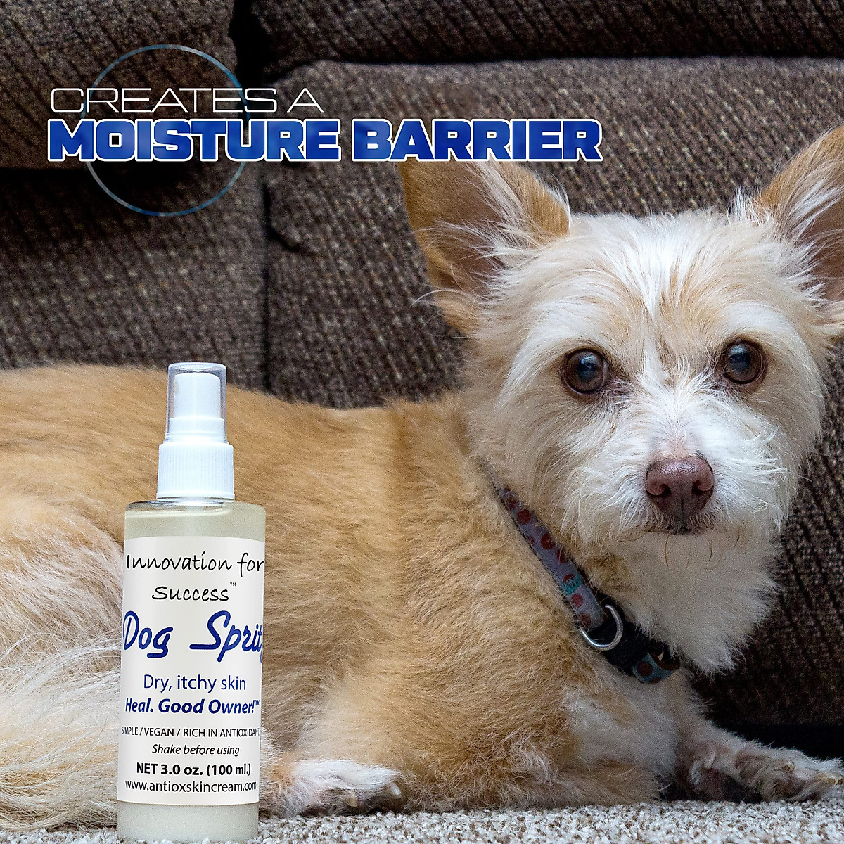 Innovation for Success Dog Spritz Dog Itch Relief Spray, Simple and Vegan Itchy Skin Relief for Dog, Squalene Oil Layer, Dog Anti Itch Spray with Antioxidants, New Improved Aroma