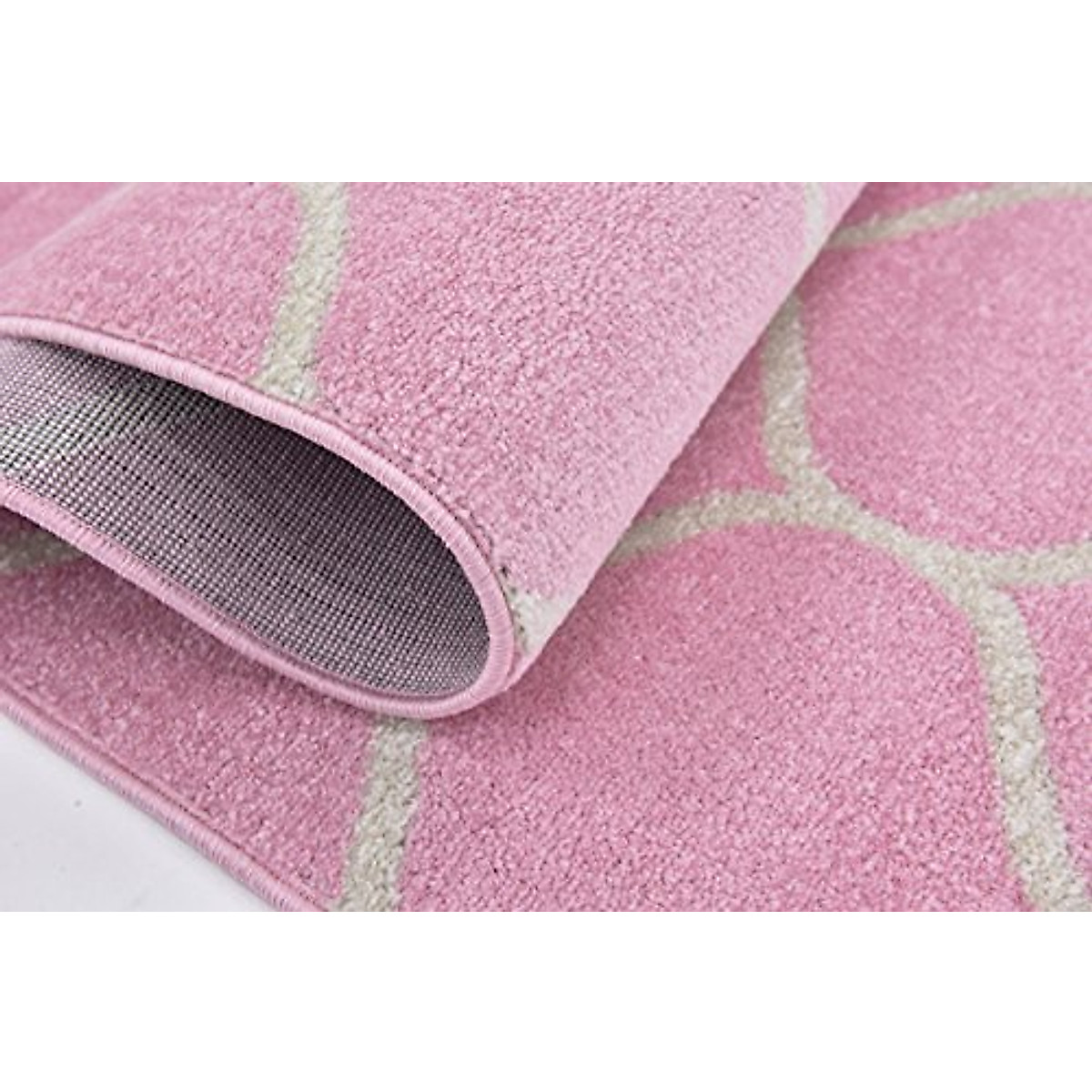 Unique Loom Trellis Frieze Collection Area Rug - Rounded (5' 1" x 8', Light Pink/ Ivory)