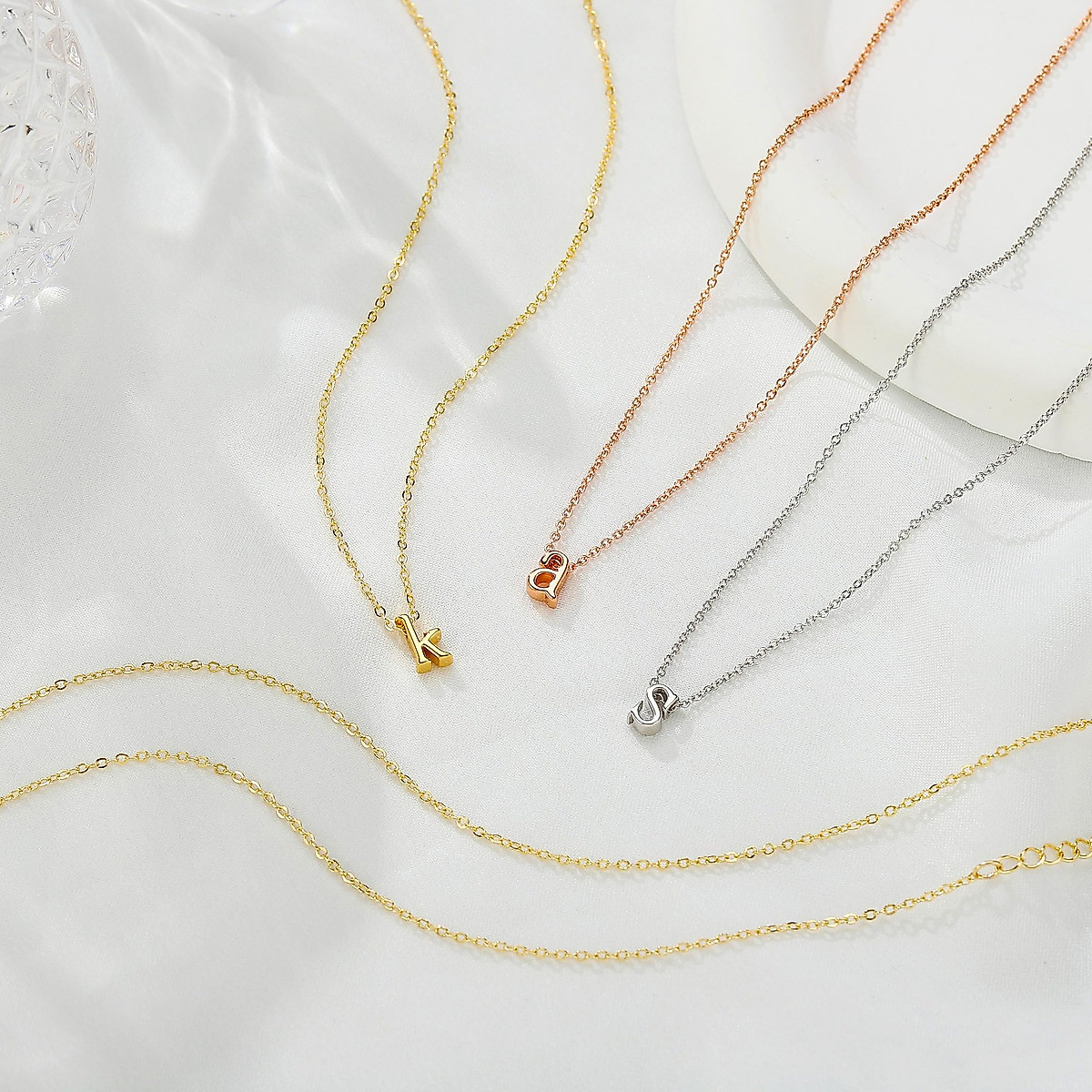 MONOOC Easter Gifts for Teens - Lowercase K Initial Necklace Tiny Initial Necklaces for Women Teen Girls Gold Necklace Letter Necklace Gold Initial Necklaces for Women Gold Jewelry Easter Gifts