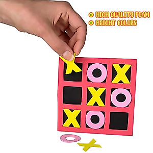 Gamie 5-Inch Foam Tic Tac Toe Mini Board Games (24 Pack) – Travel Tic Tac Toe Game for Kids, Indoor Recess Games for Classroom, Mini Board Games Bulk, Tic Tac Toe Party Favors for Kids