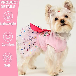 Dog Dress for Small Medium Dog Girl,Pet Puppy Tutu Princess Dress, Pink Female Dog Clothes, Girl Dog Birthday Outfit Apparel Party Dress, X-Large