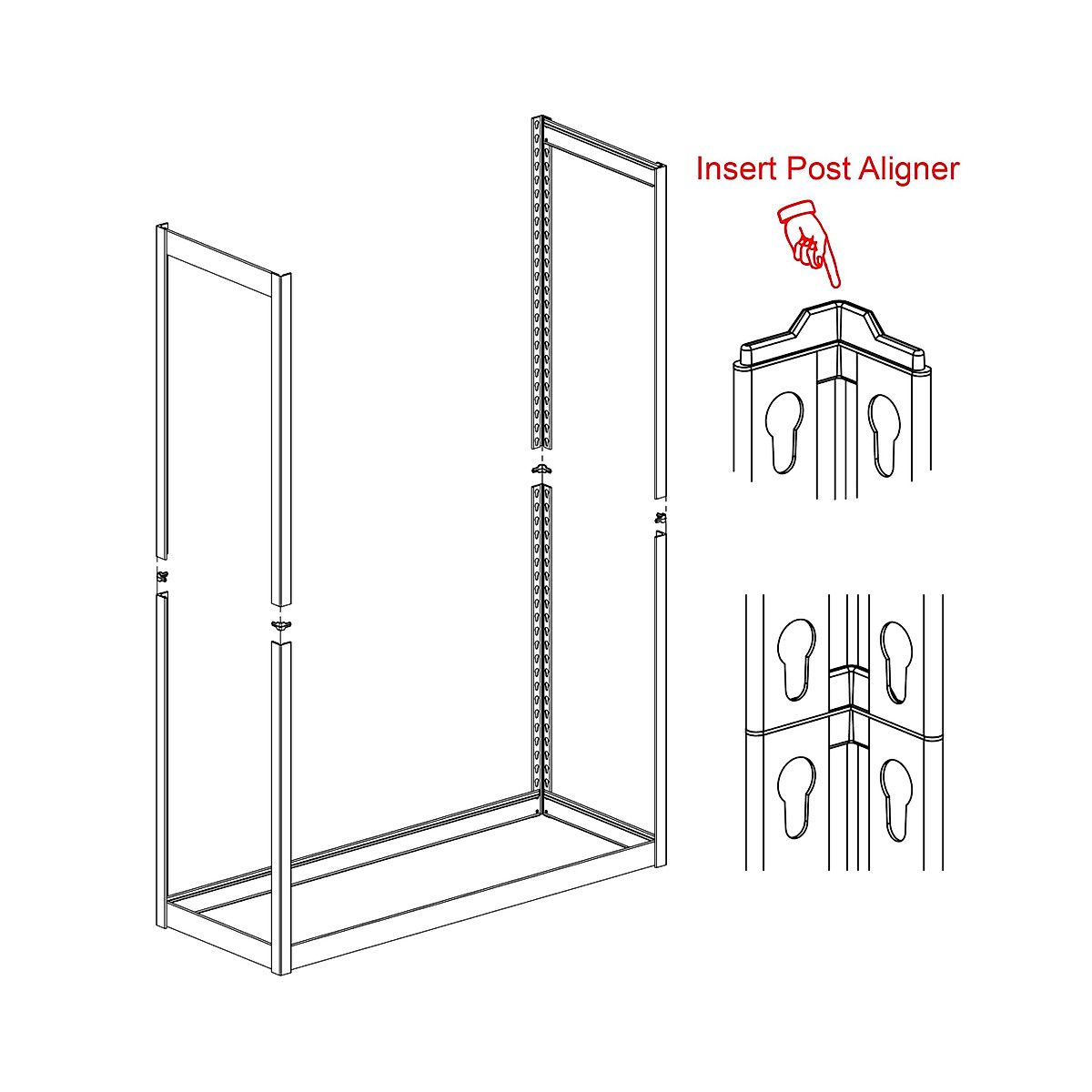 Whalen Post Insert for Costco and SAMS Club 5-Shelf Heavy Duty Steel Shelving Unit, Corner Connectors for Building and Alignment