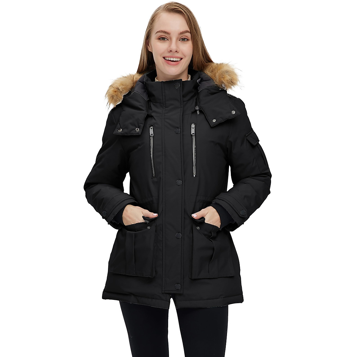 wantdo Women's Insulated Winter Coat Parka with Removable Hood Black Medium (Black, Medium)