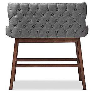 Baxton Studio Gradisca Modern and Contemporary Grey Fabric Button-tufted Upholstered Bar Bench Banquette