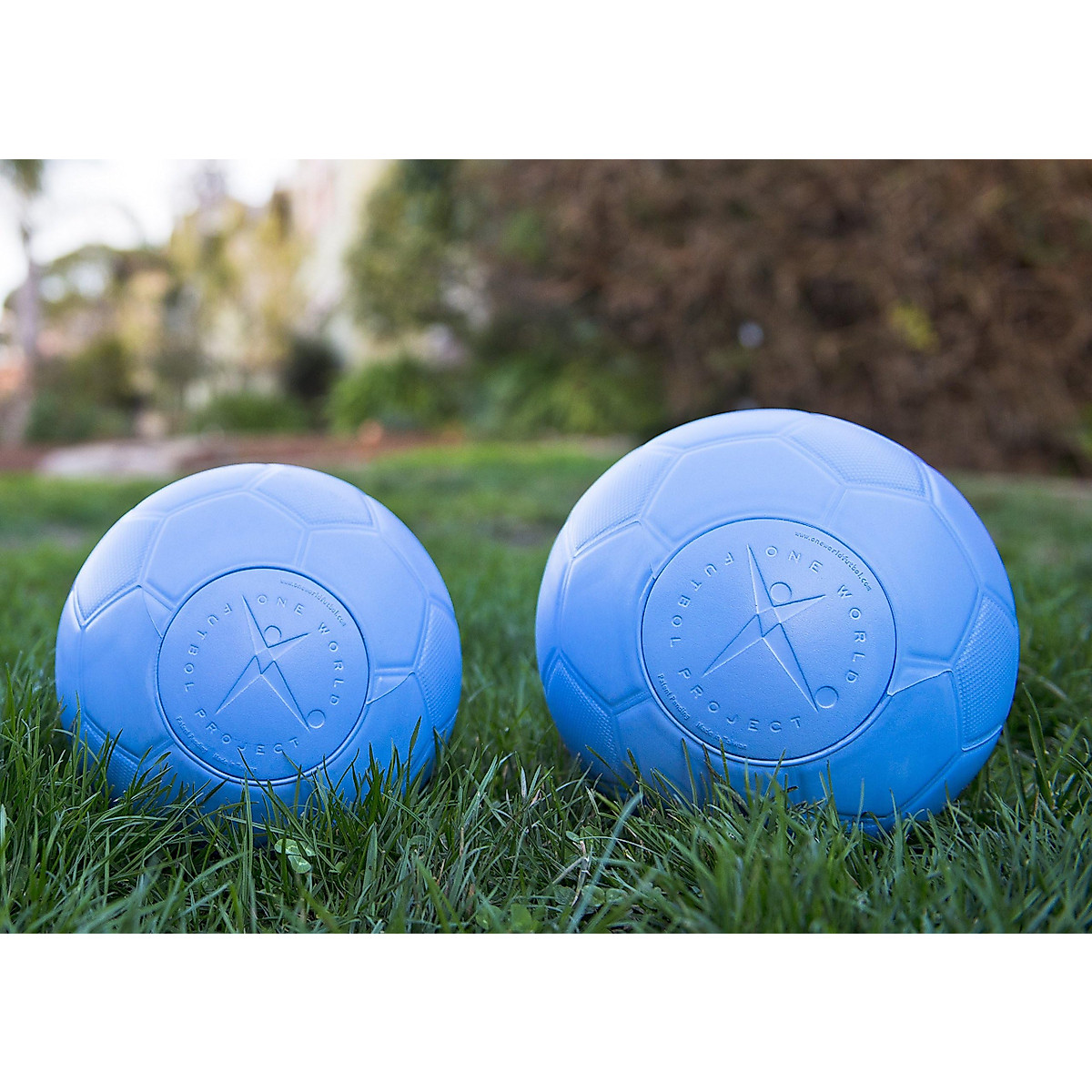 One World Play Project Soccer Ball - Unpoppable, Unbreakable, Non-Deflating, Non-Toxic Futbol - Blue, Size 5