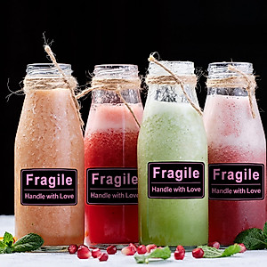 500 Pieces 2 x 3 Inch Black Pink Fragile Handle with Love Labels Stickers Self-Adhesive Stickers for Shipping Mailing Packing Envelope Present Jewelry Bag